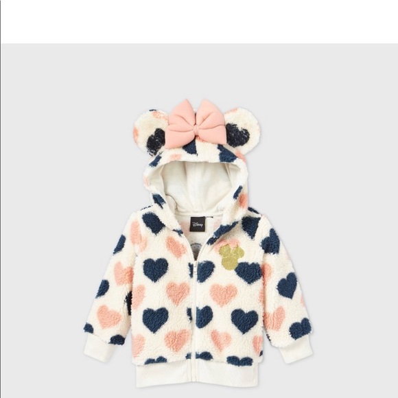 Disney | Jackets & Coats | Toddler Girls Disney Minnie Zip Up Heart ...
